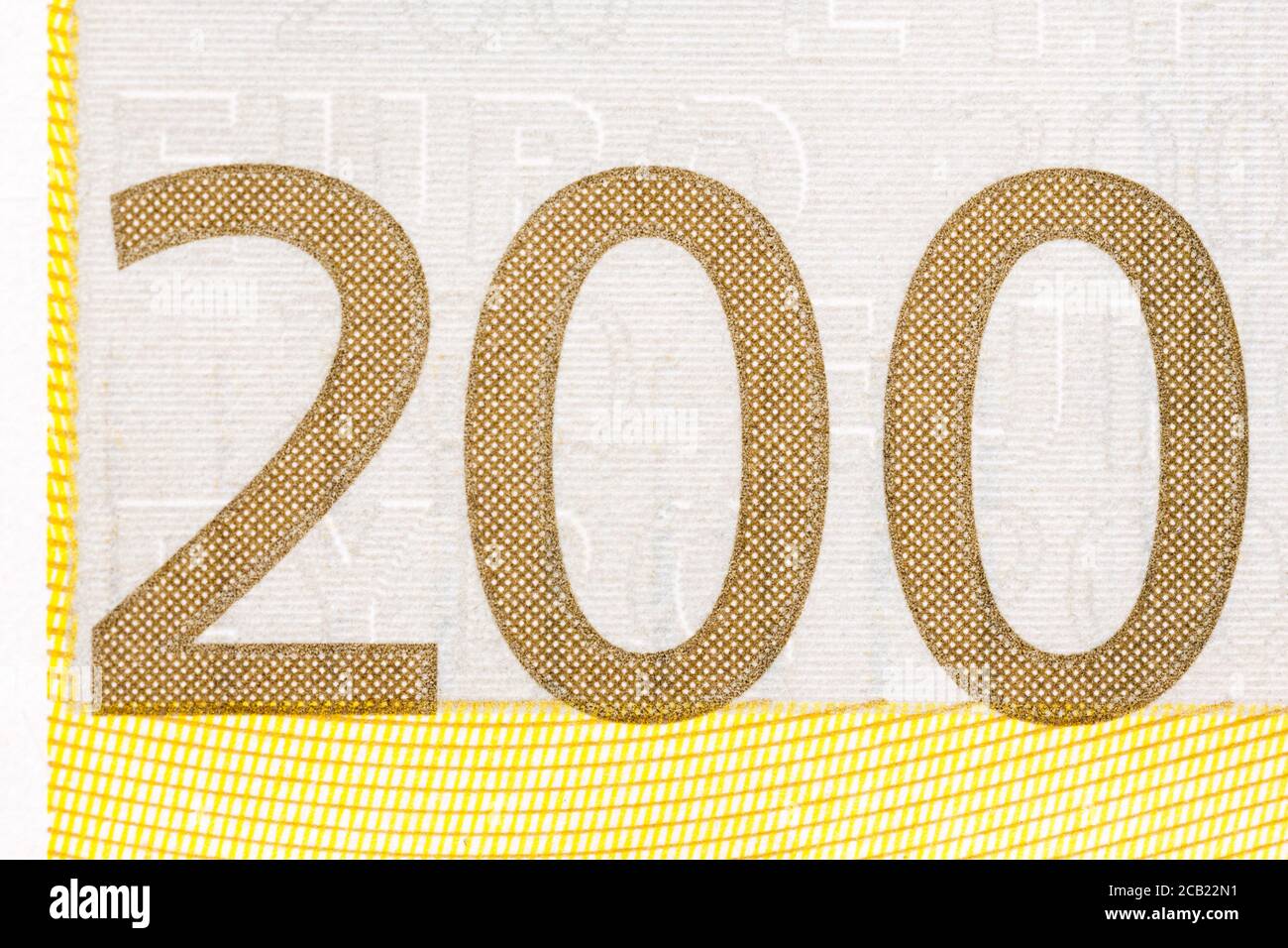 Photographed number in two hundred banknote euro Stock Photo - Alamy
