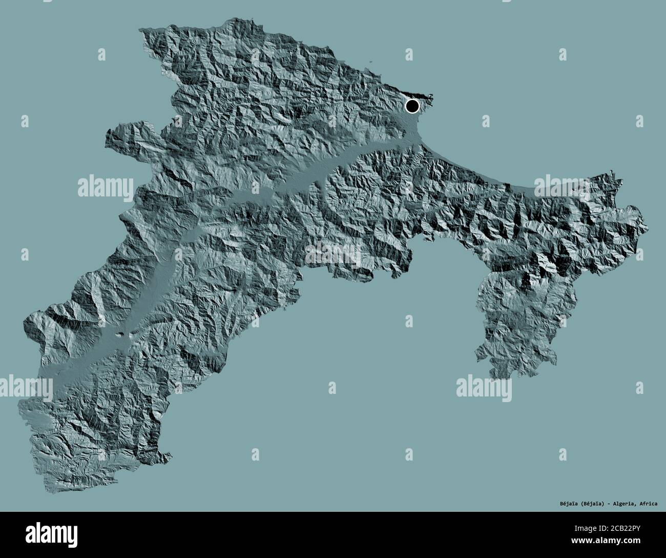 Shape of Béjaïa, province of Algeria, with its capital isolated on a ...