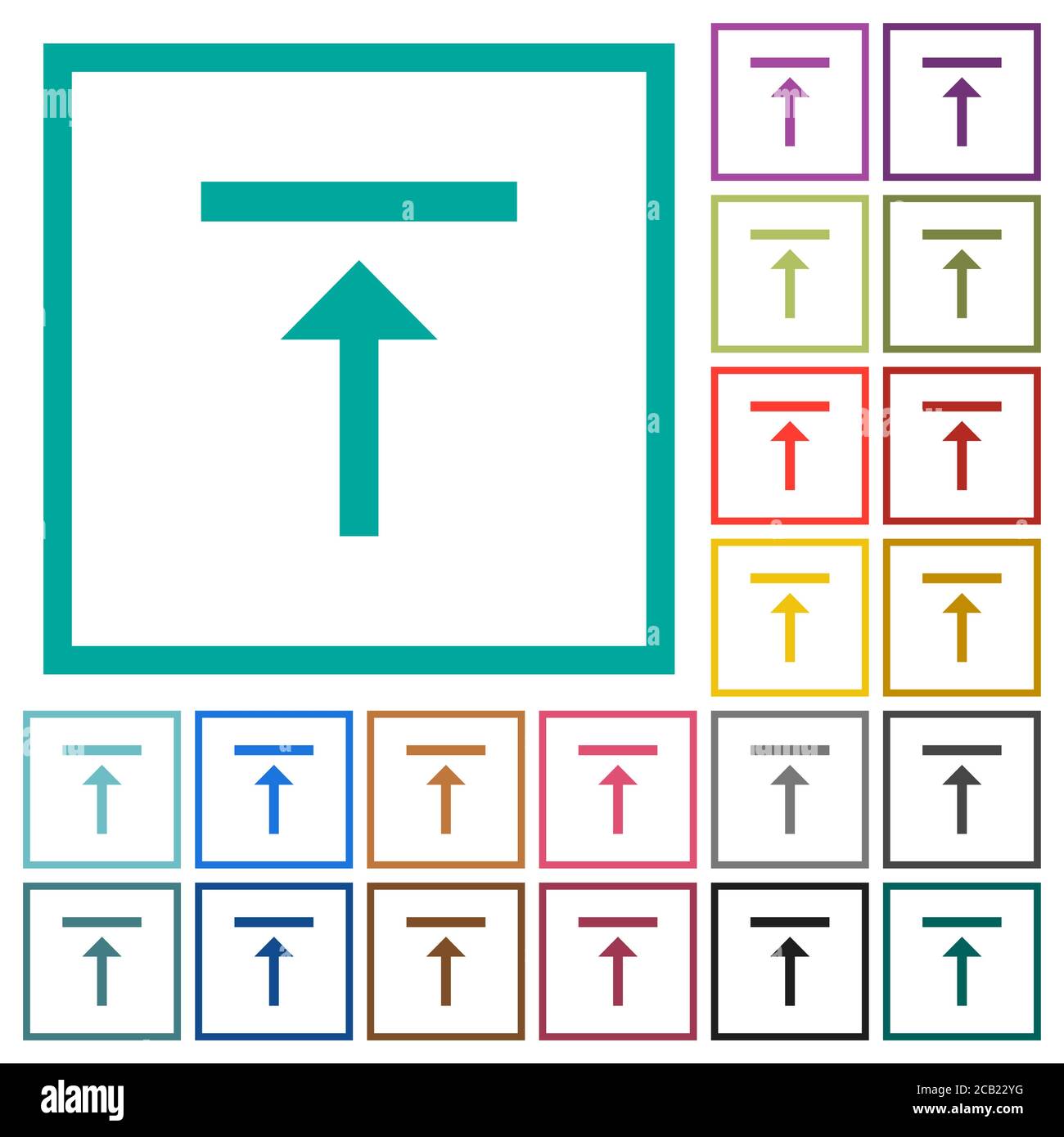 Vertical align top flat color icons with quadrant frames on white ...
