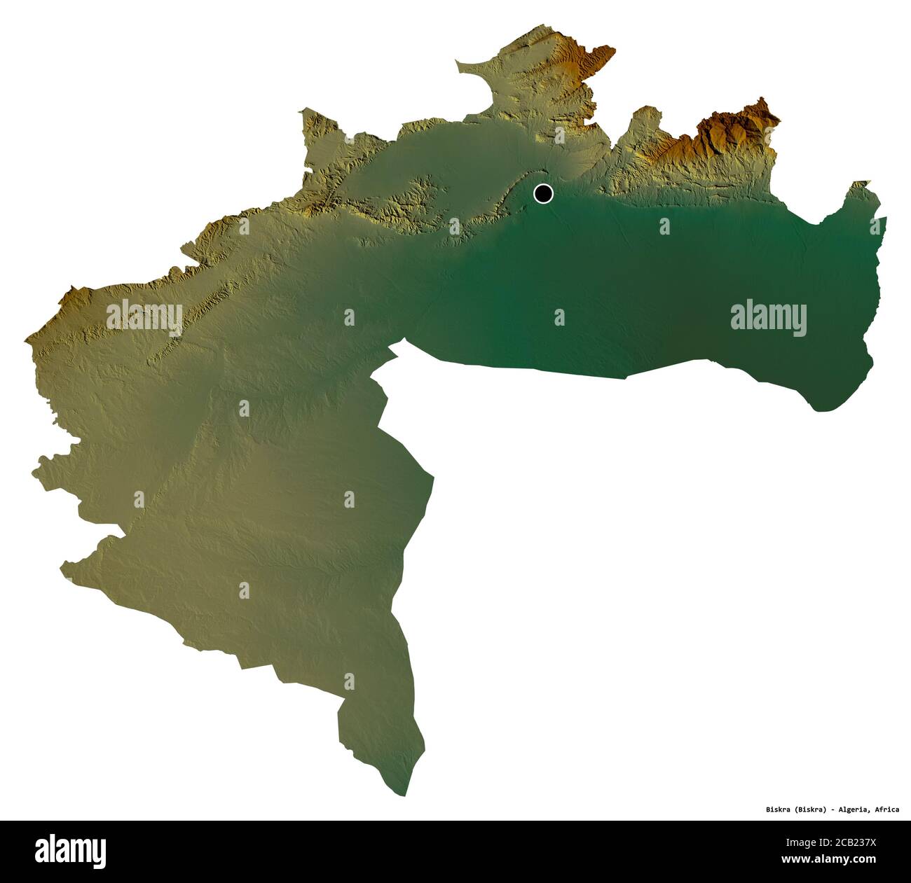 Shape of Biskra, province of Algeria, with its capital isolated on ...