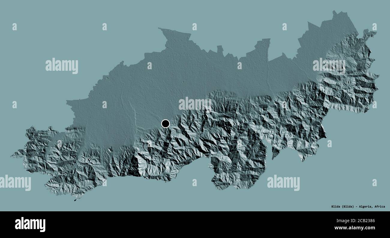 Shape of Blida, province of Algeria, with its capital isolated on a ...