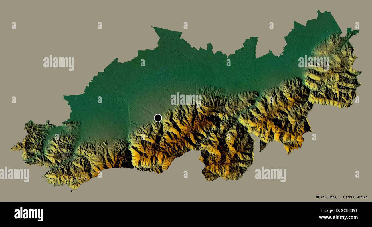 Shape of Blida, province of Algeria, with its capital isolated on a ...