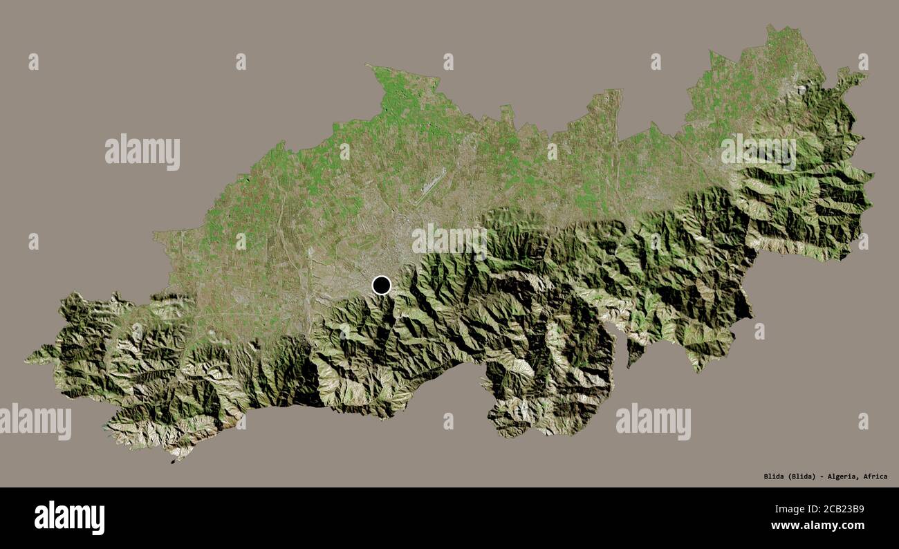 Shape of Blida, province of Algeria, with its capital isolated on a ...