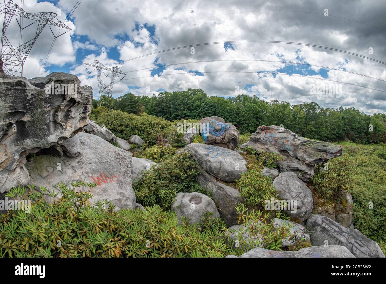 Beautiful summer day exploring a boulder field Stock Photo - Alamy