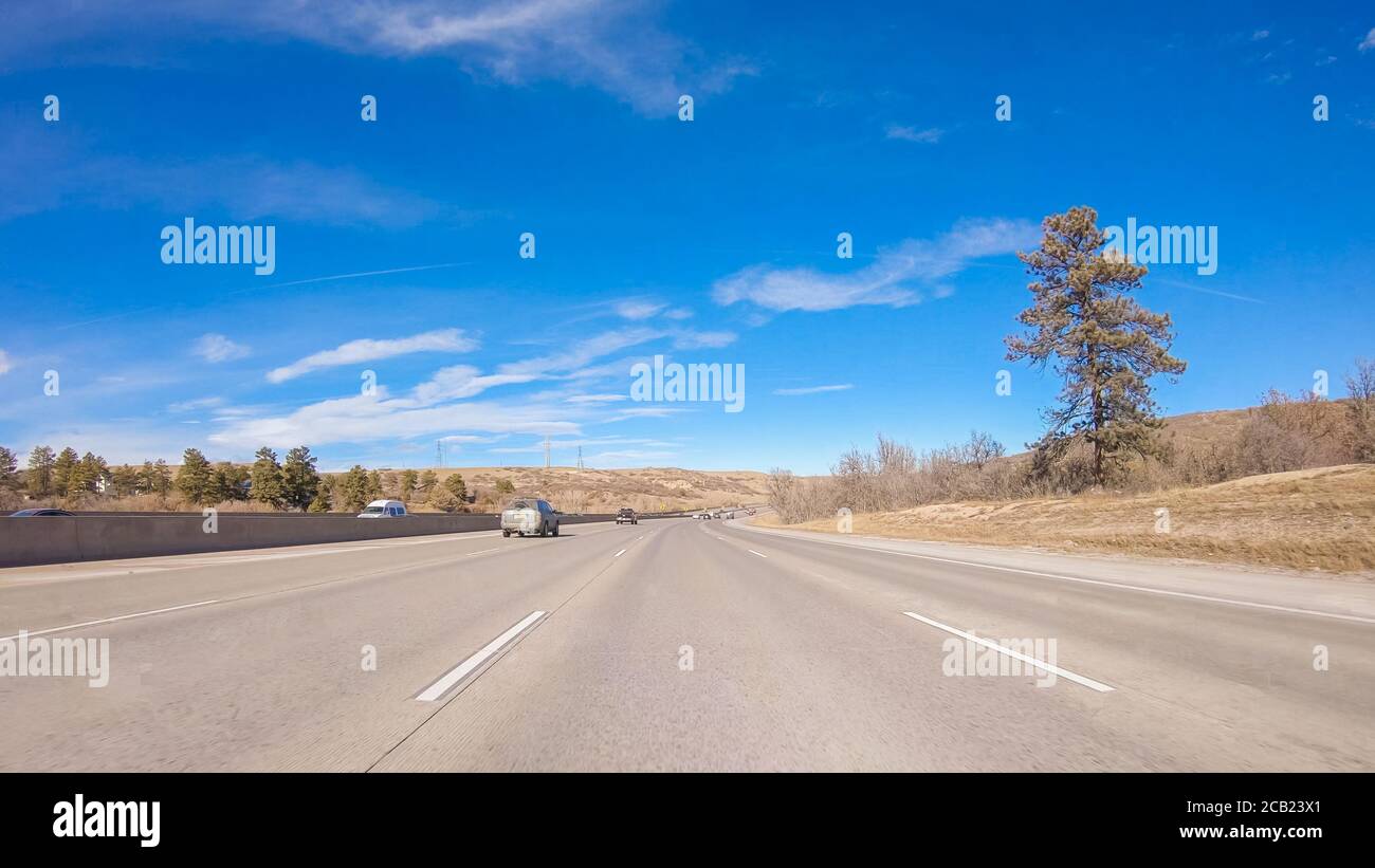Driving on an interstate highway in suburban America Stock Photo - Alamy