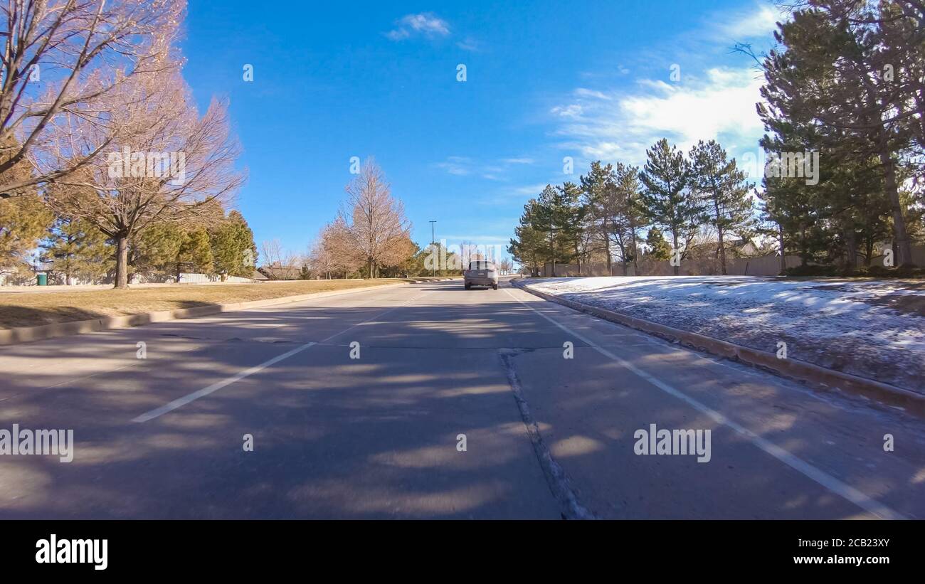 Driving on typical paved roads in suburban America Stock Photo - Alamy