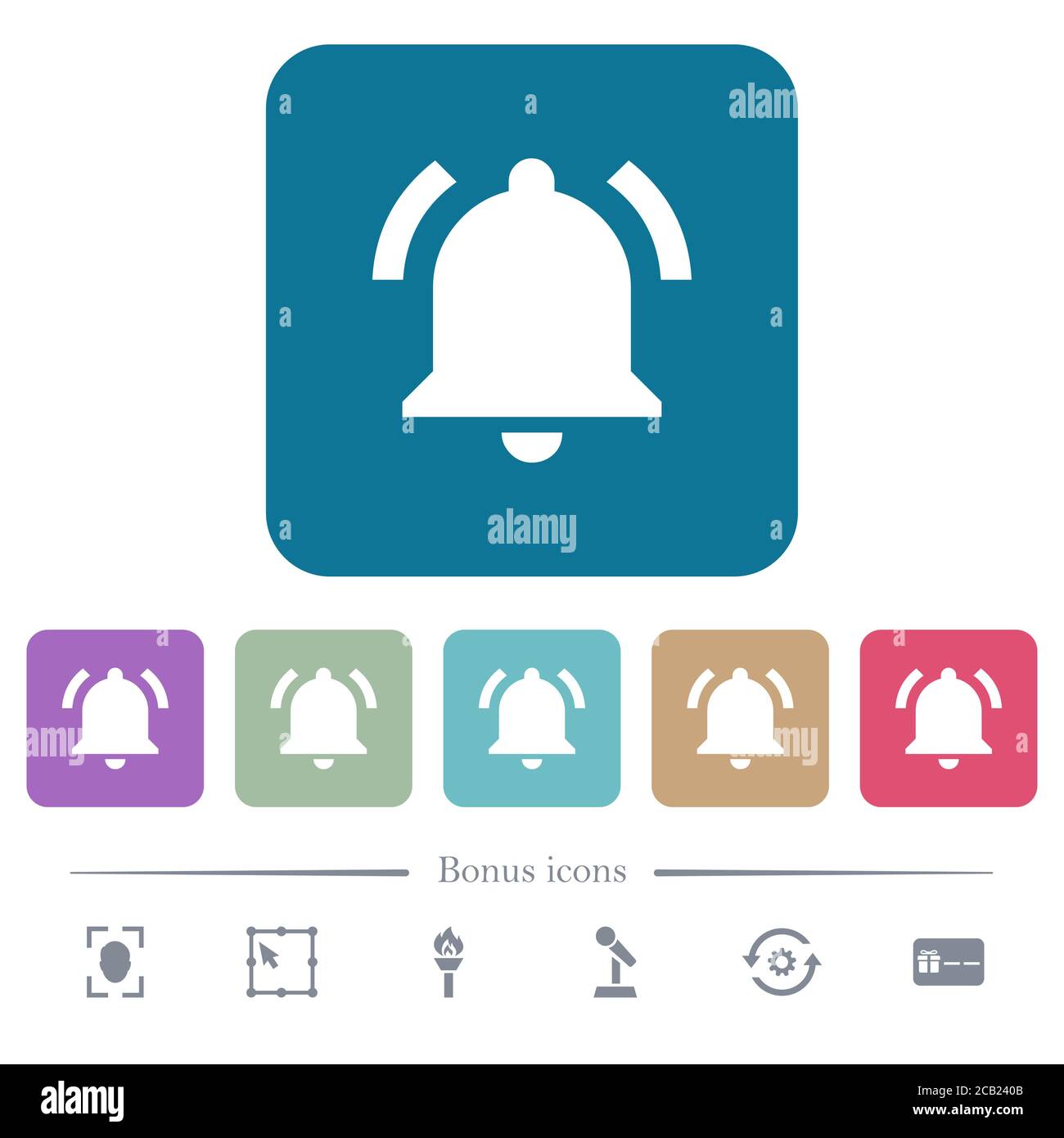 Active notification white flat icons on color rounded square ...