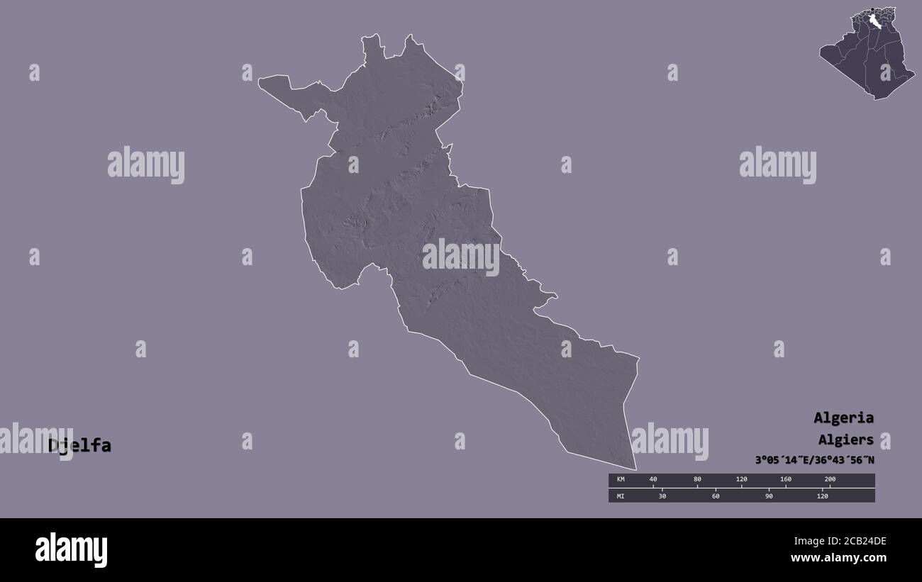 Shape of Djelfa, province of Algeria, with its capital isolated on ...
