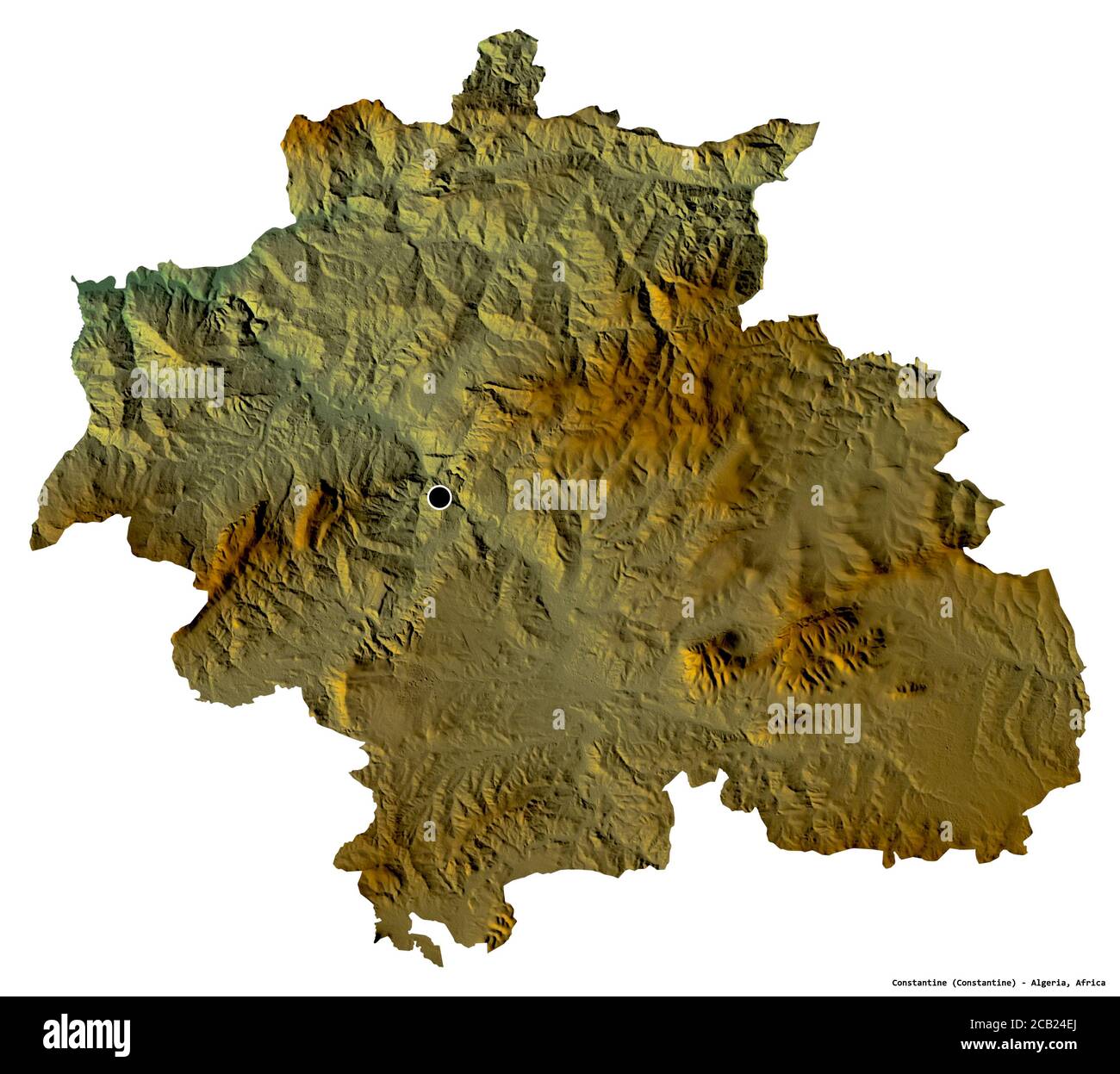 Shape of Constantine, province of Algeria, with its capital isolated on ...