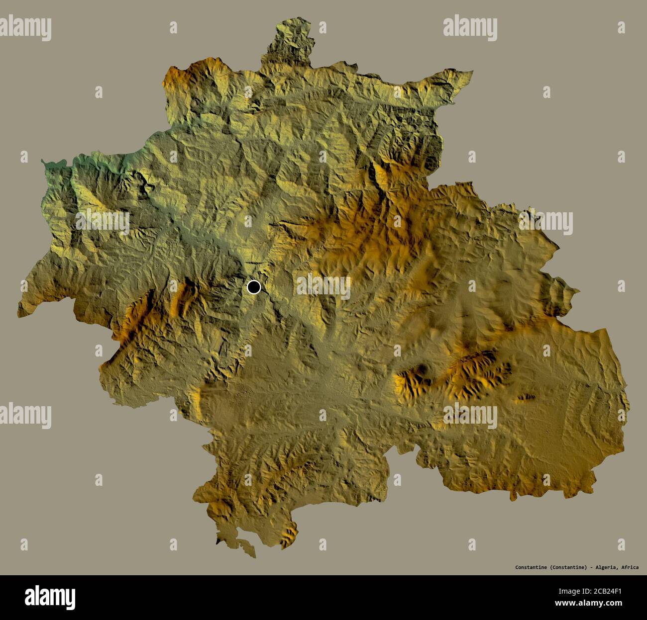 Shape of Constantine, province of Algeria, with its capital isolated on ...