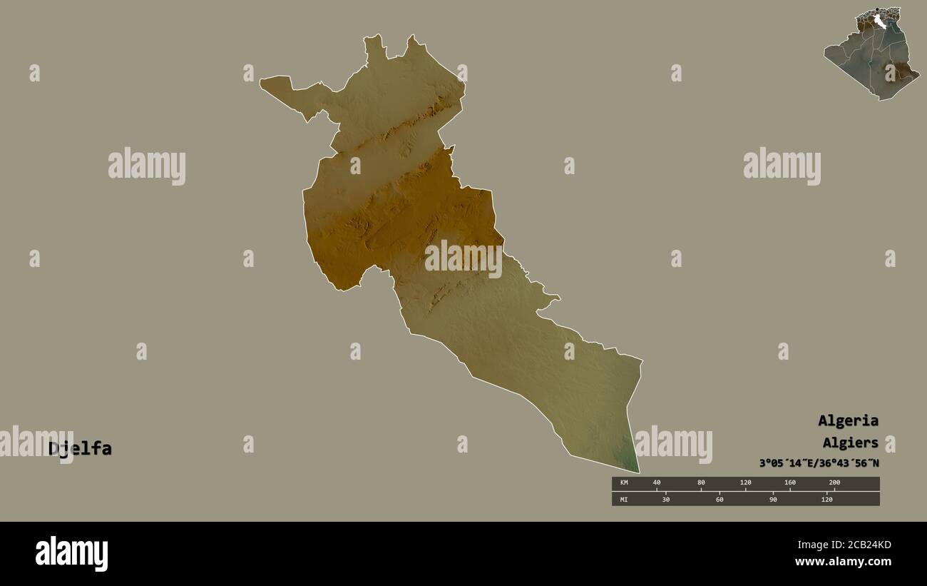 Shape of Djelfa, province of Algeria, with its capital isolated on ...