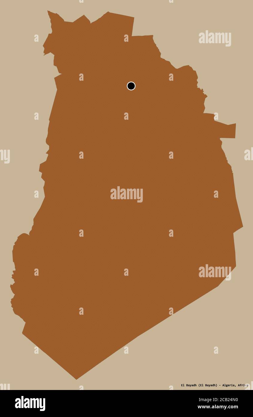 Shape of El Bayadh, province of Algeria, with its capital isolated on a ...