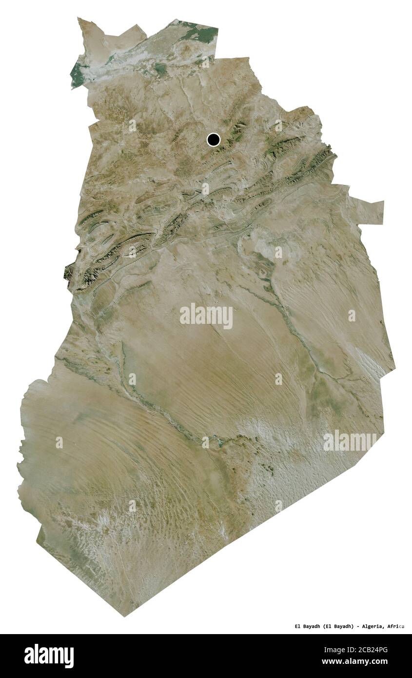 Shape of El Bayadh, province of Algeria, with its capital isolated on ...