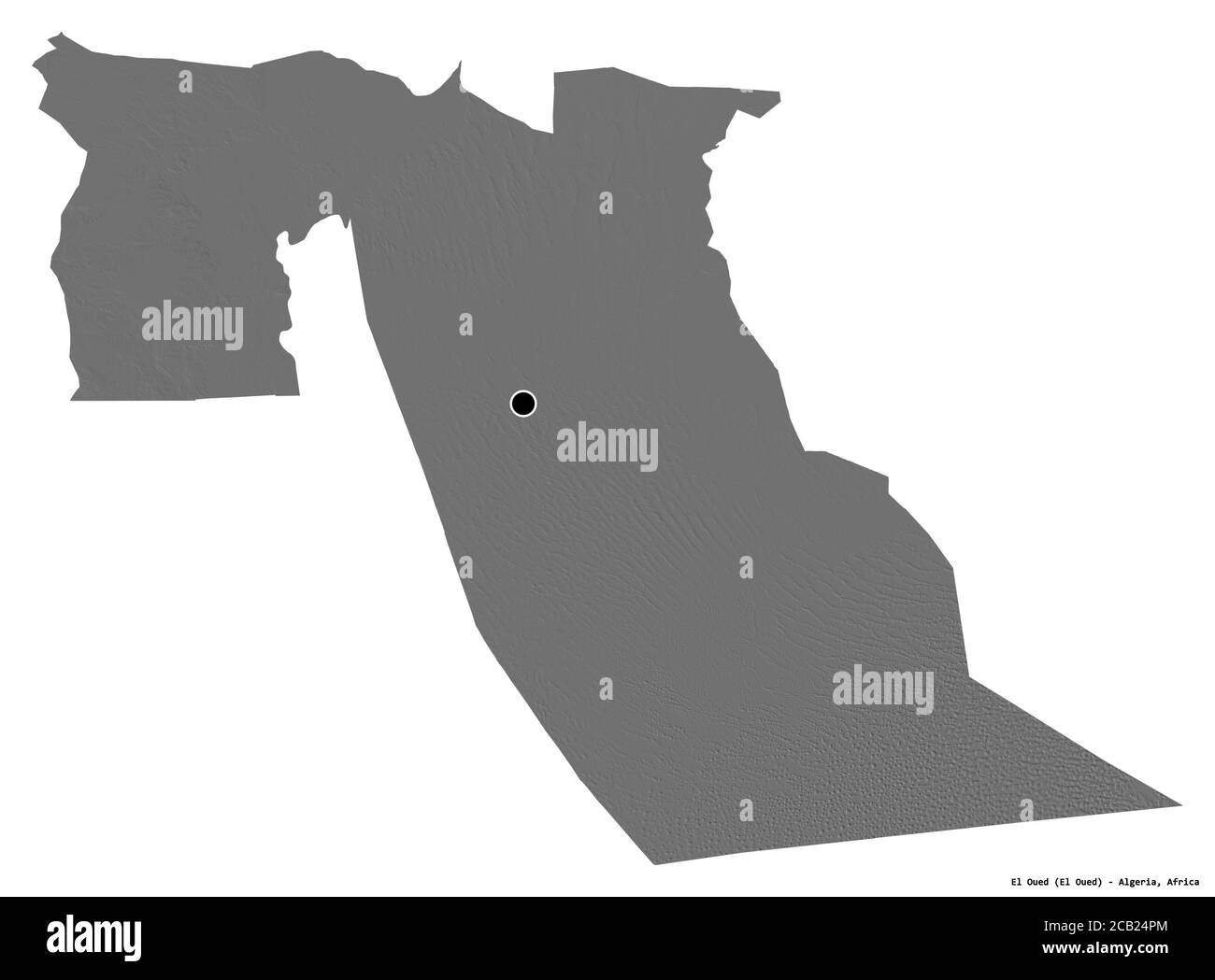 Shape of El Oued, province of Algeria, with its capital isolated on ...
