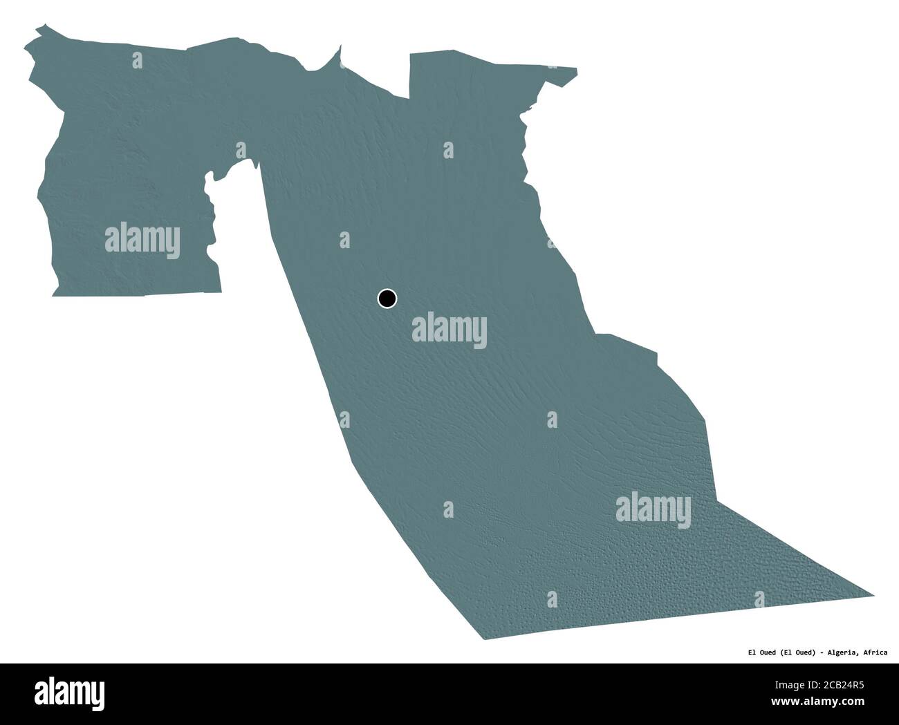 Shape of El Oued, province of Algeria, with its capital isolated on ...