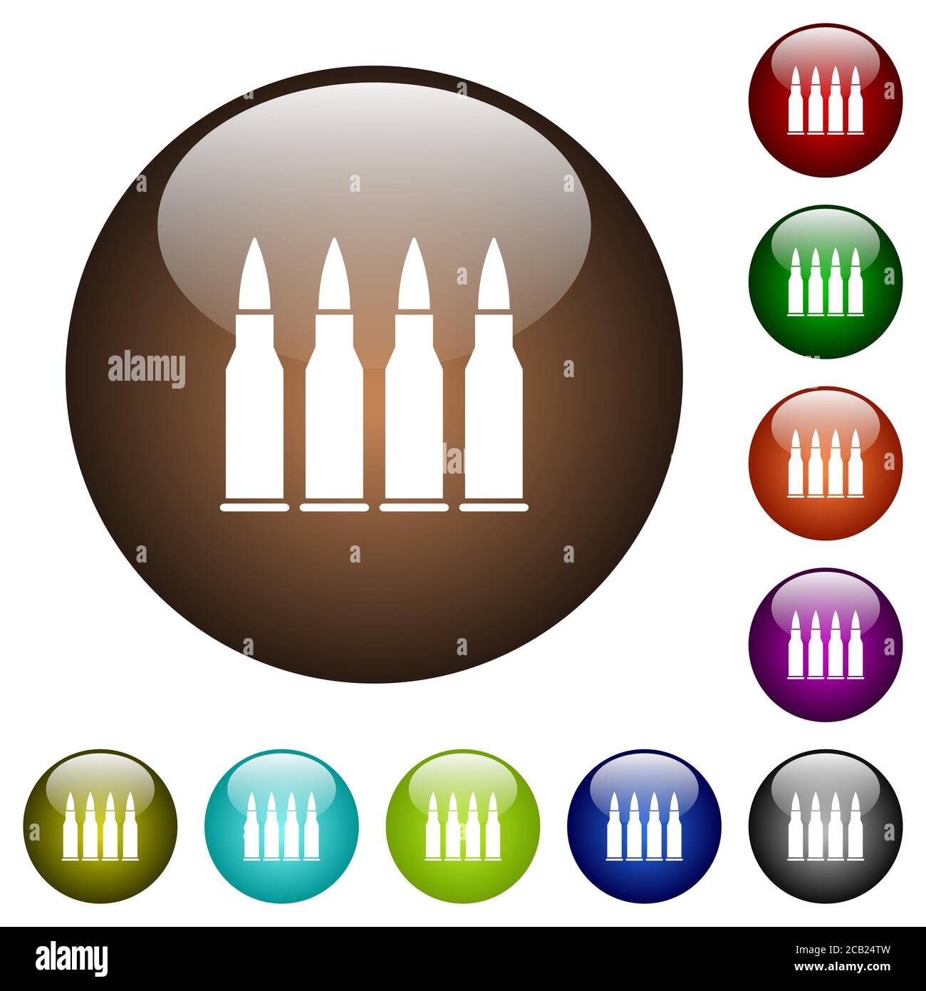 Four bullets white icons on round color glass buttons Stock Vector ...