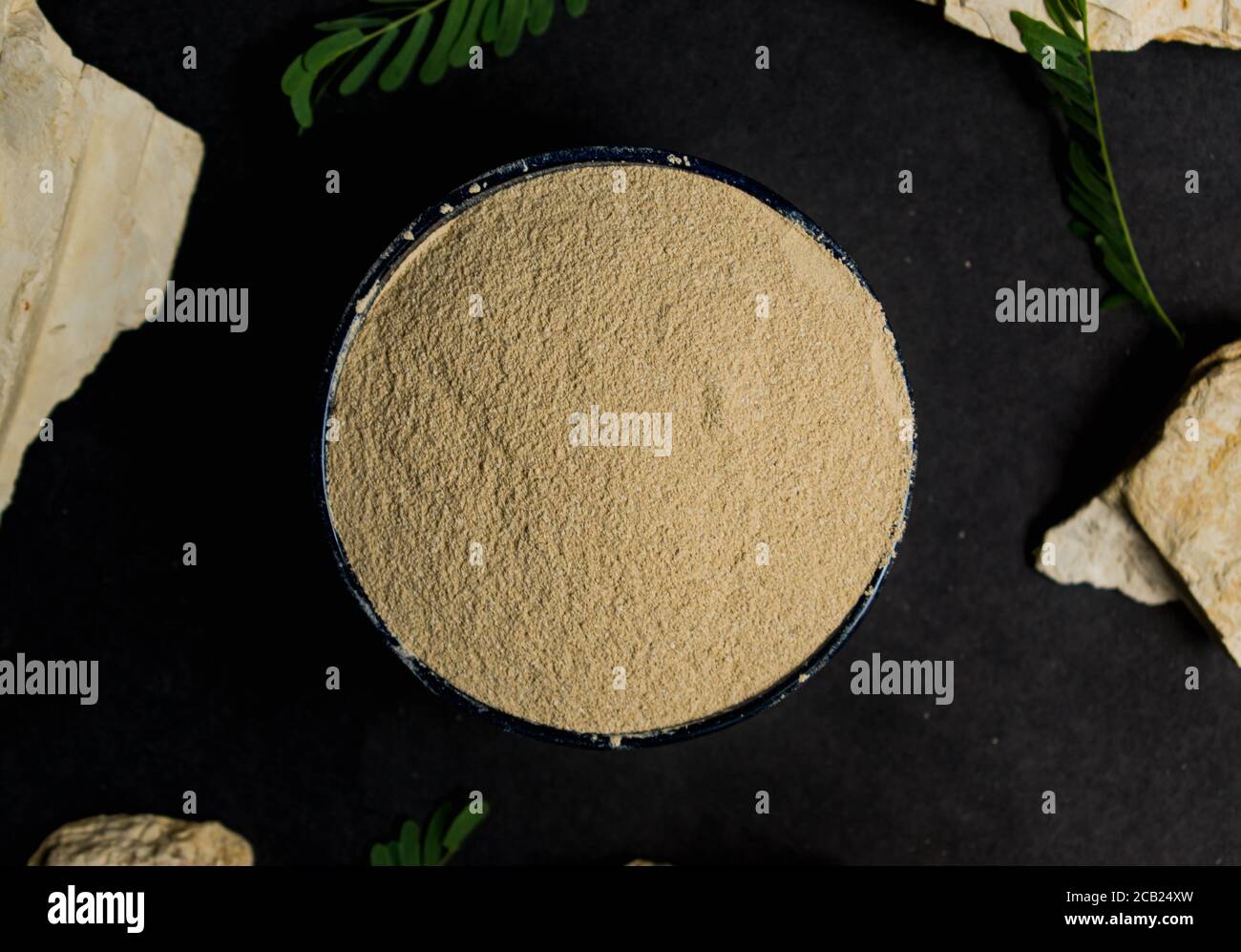 organic dry clay powder on white background. natural clay powder for ...