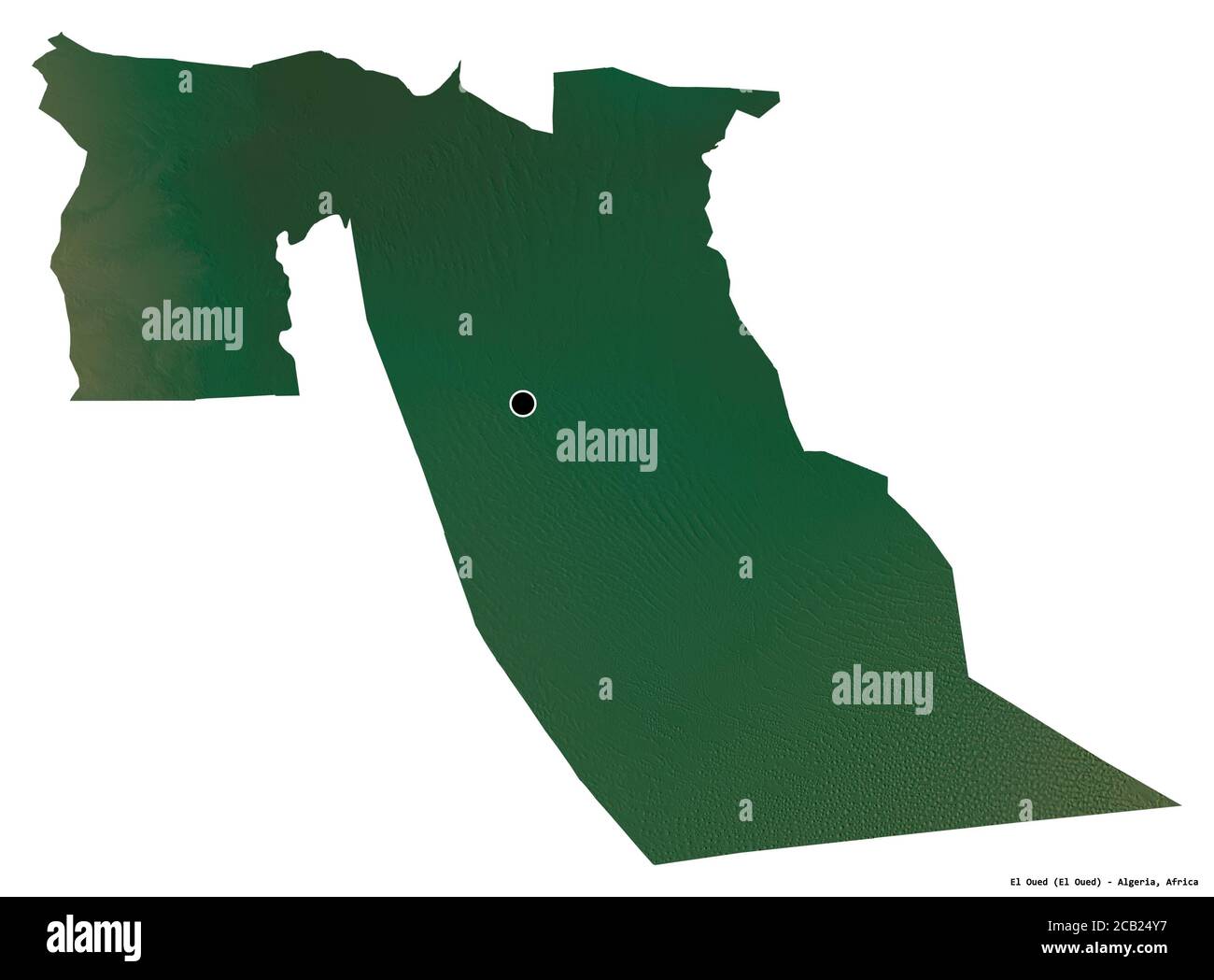 Shape of El Oued, province of Algeria, with its capital isolated on ...