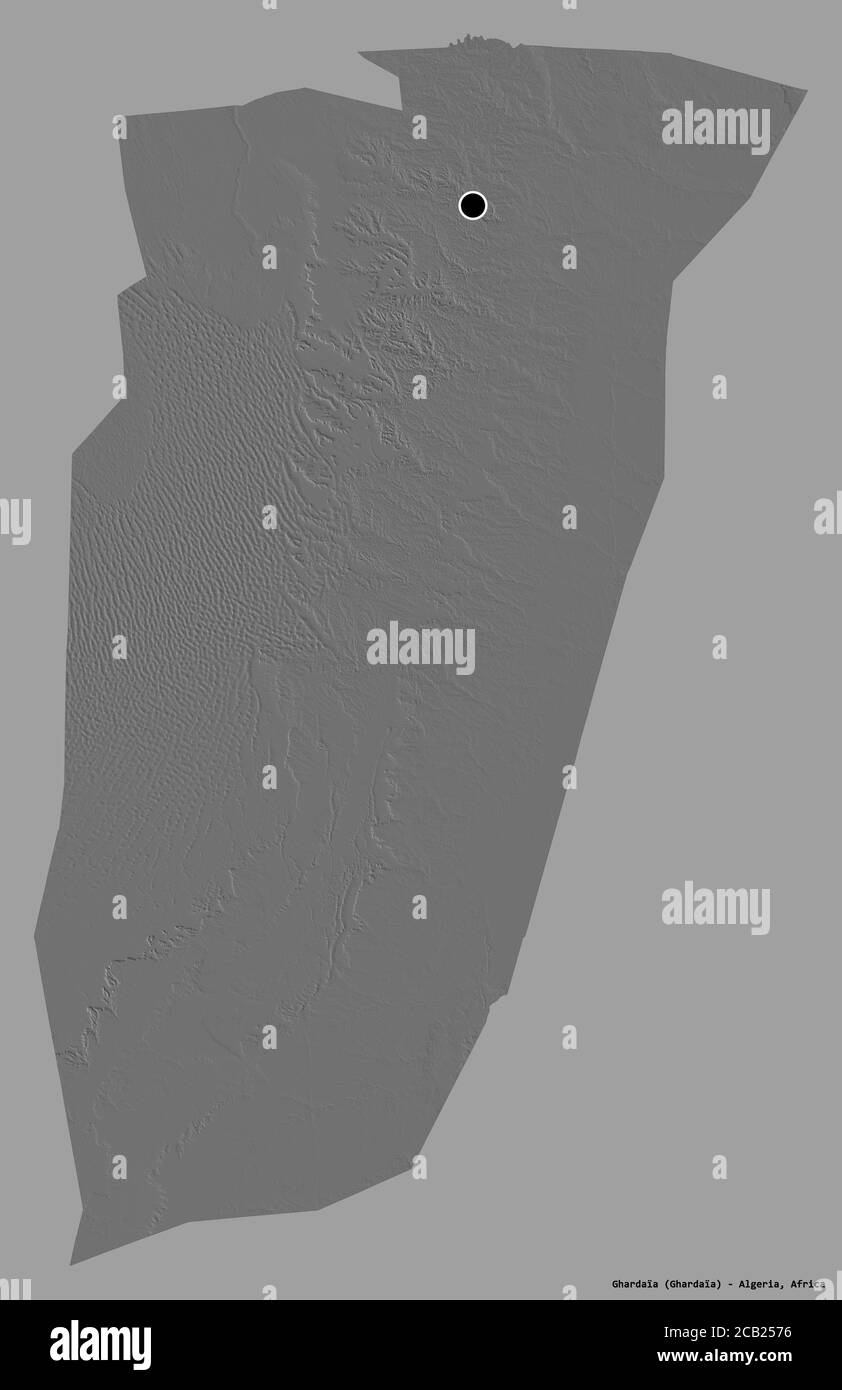 Shape of Ghardaïa, province of Algeria, with its capital isolated on a ...