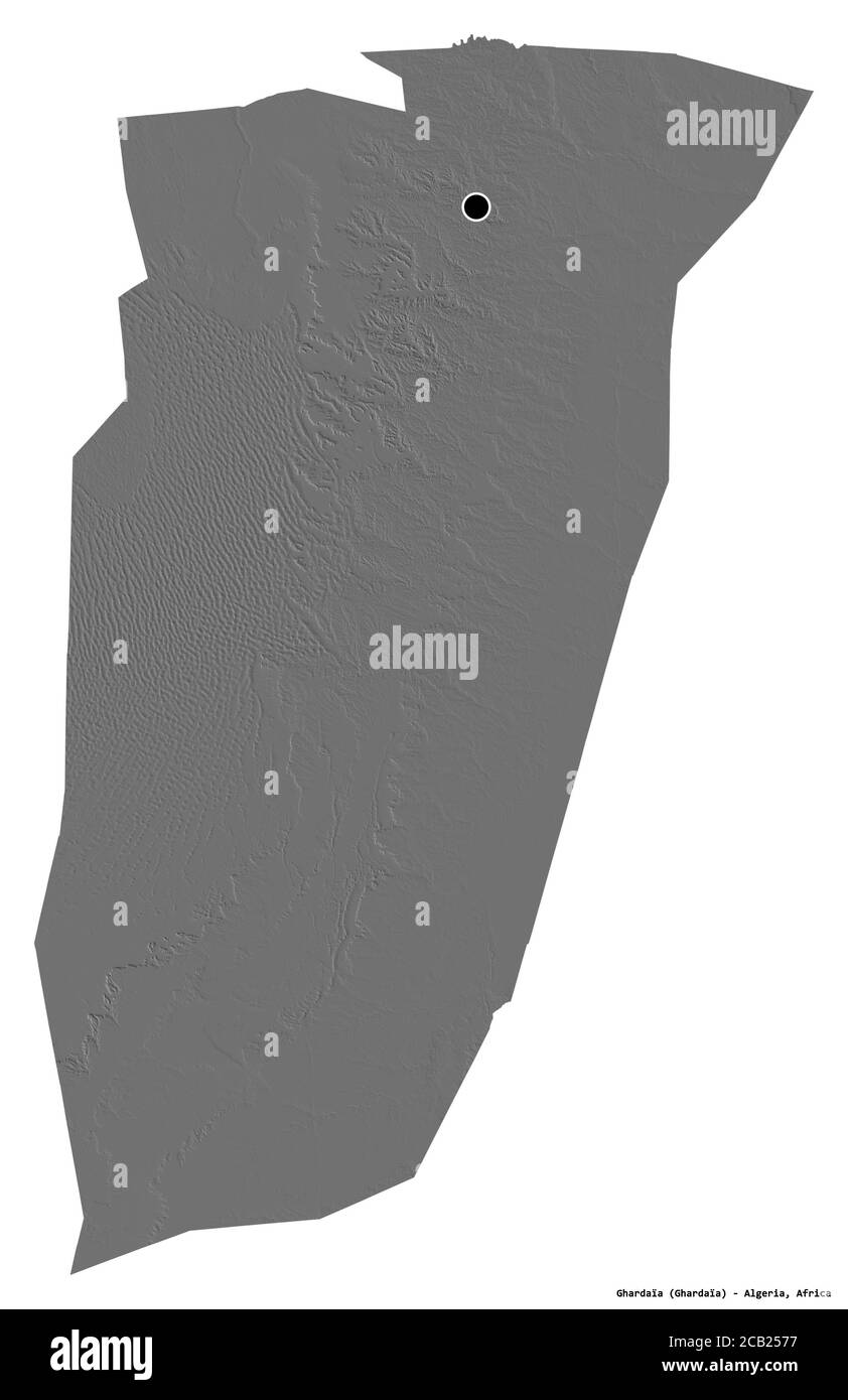Shape of Ghardaïa, province of Algeria, with its capital isolated on ...