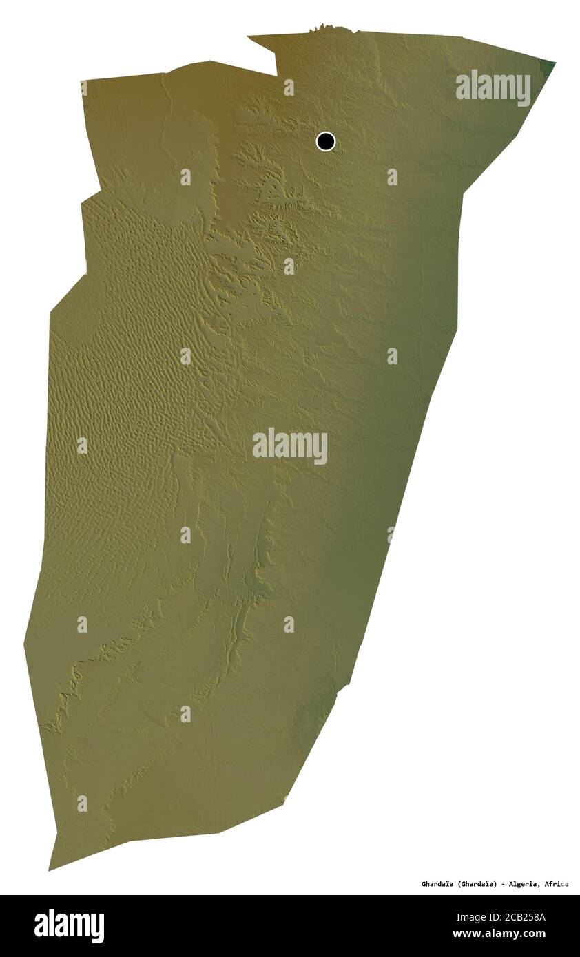 Shape of Ghardaïa, province of Algeria, with its capital isolated on ...