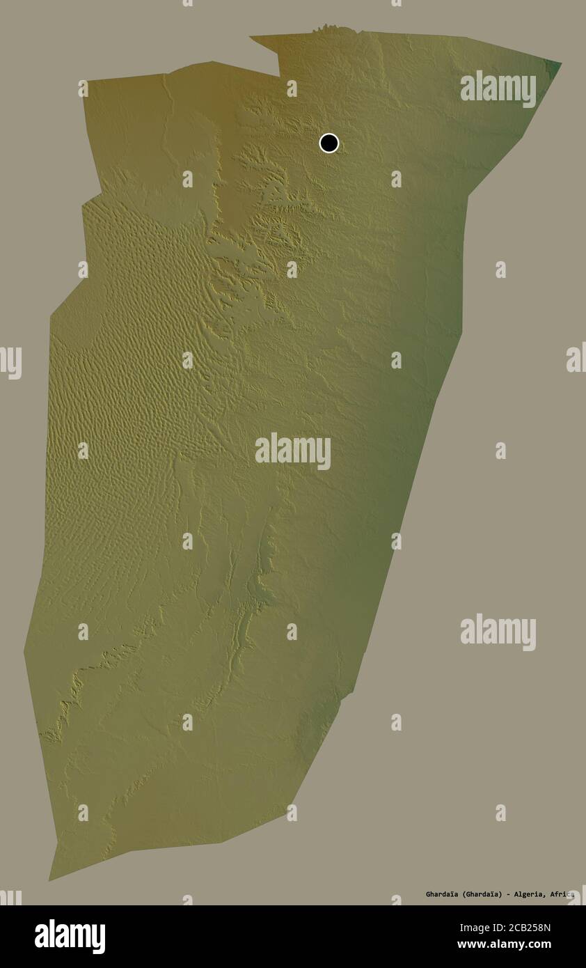 Shape of Ghardaïa, province of Algeria, with its capital isolated on a ...