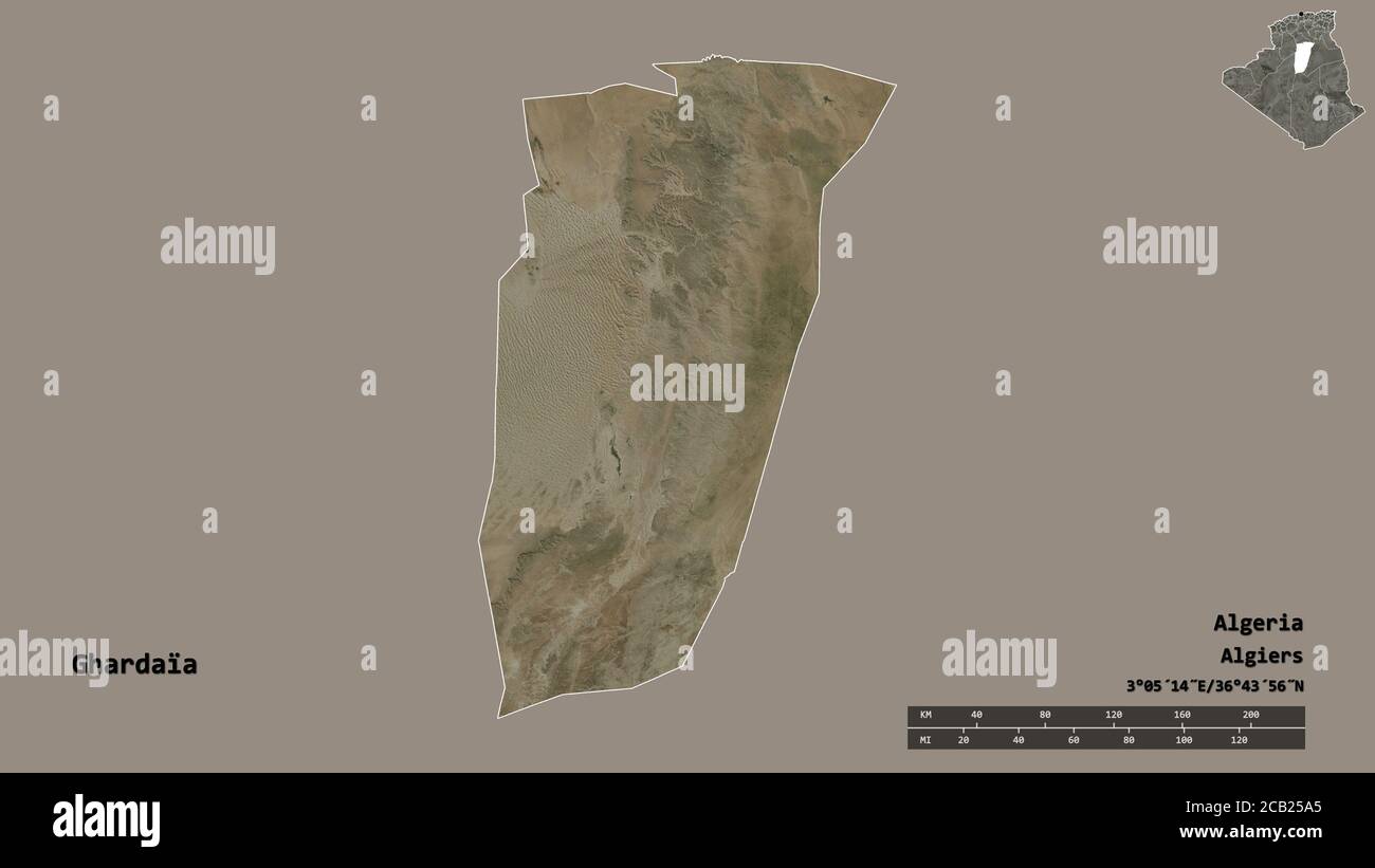 Shape of Ghardaïa, province of Algeria, with its capital isolated on ...