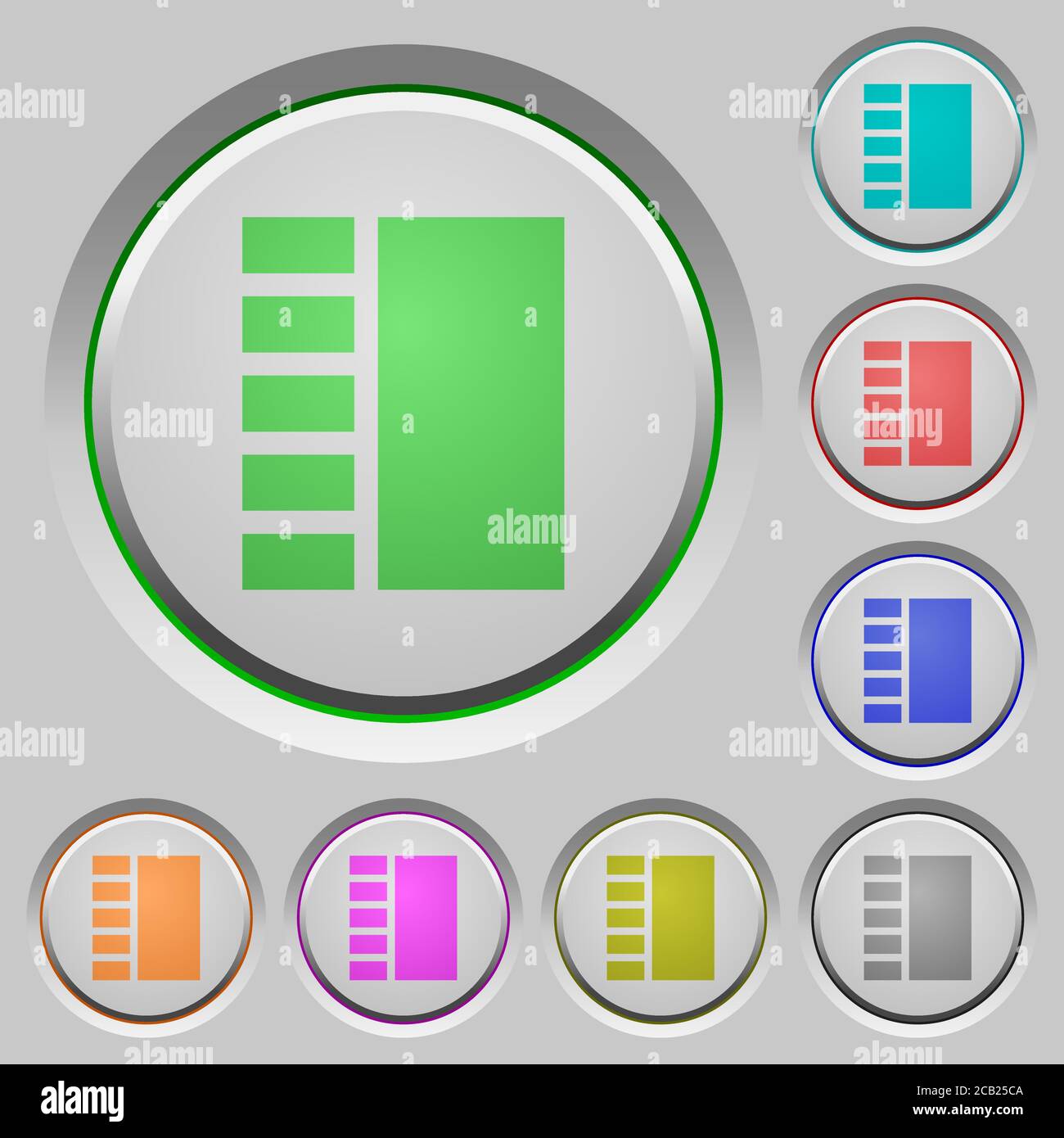 Vertical tabbed layout color icons on sunk push buttons Stock Vector Image & Art - Alamy