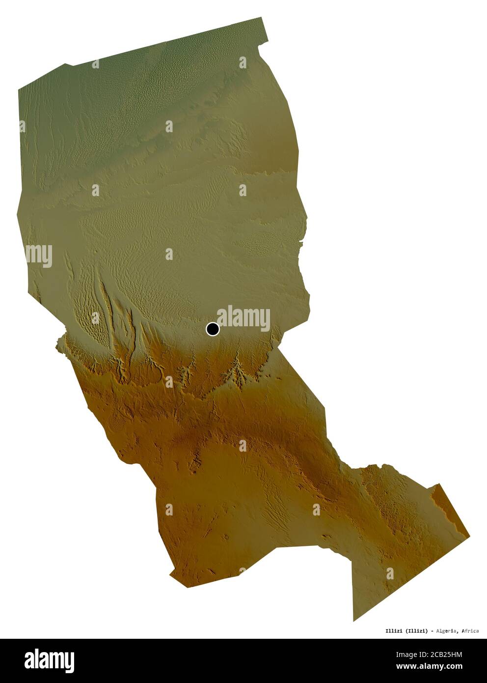 Shape of Illizi, province of Algeria, with its capital isolated on ...