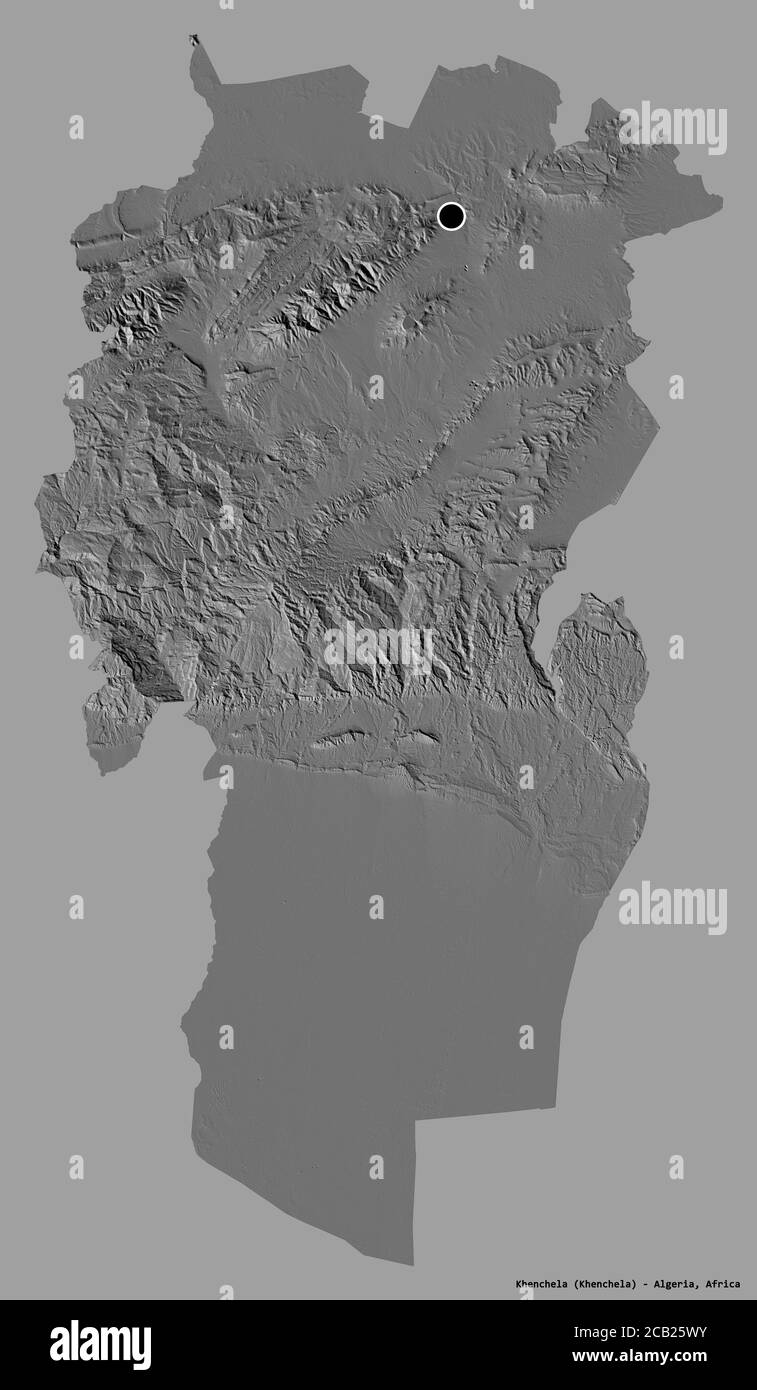 Shape of Khenchela, province of Algeria, with its capital isolated on a ...