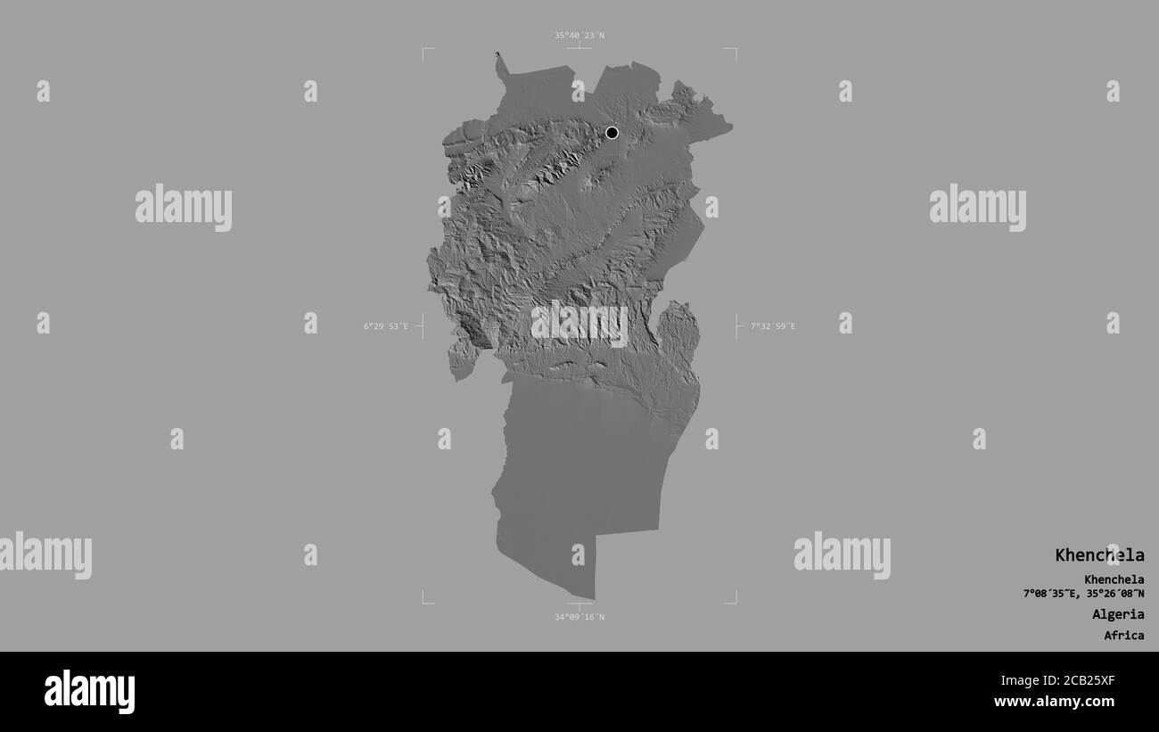 Area of Khenchela, province of Algeria, isolated on a solid background ...