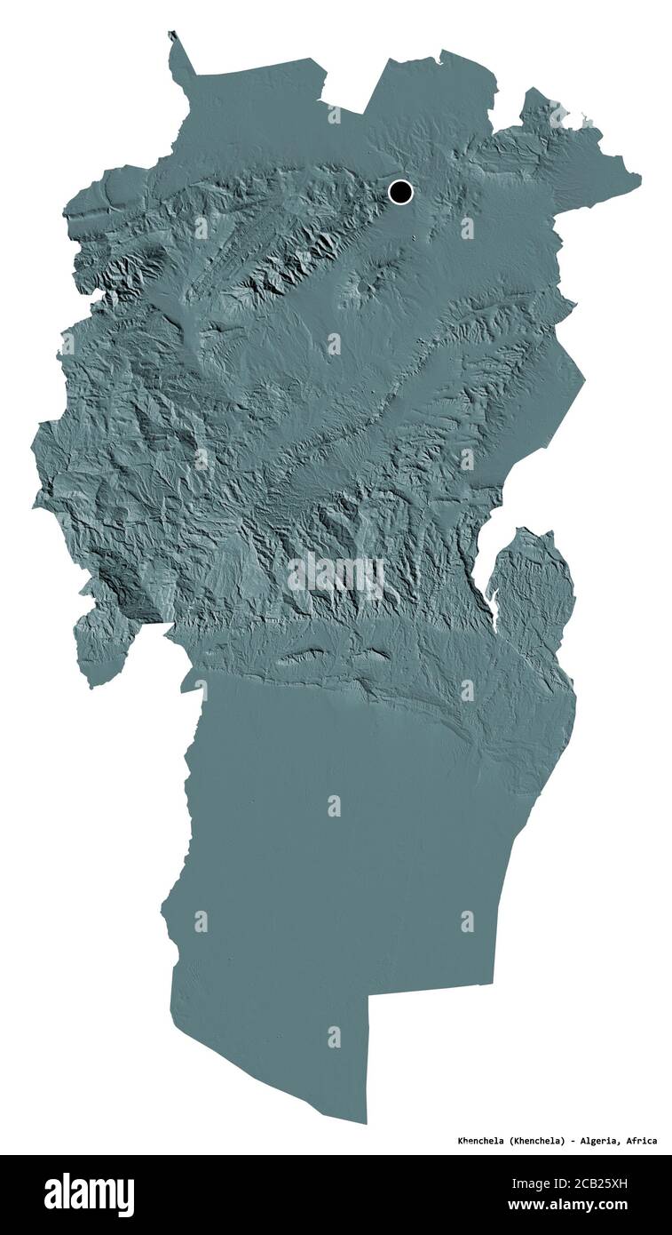 Shape of Khenchela, province of Algeria, with its capital isolated on ...