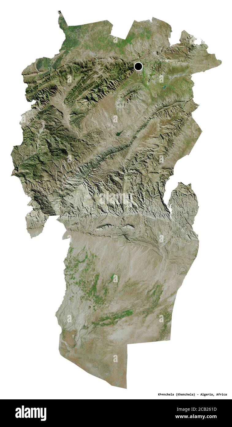 Shape of Khenchela, province of Algeria, with its capital isolated on ...