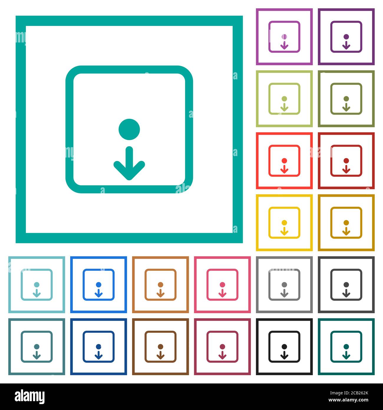 Move object down flat color icons with quadrant frames on white background Stock Vector Image ...