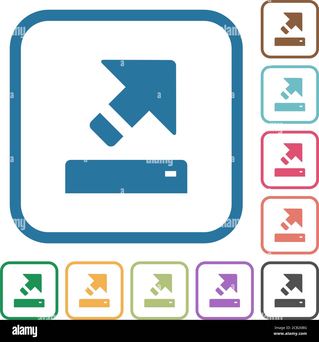 Export simple icons in color rounded square frames on white background ...