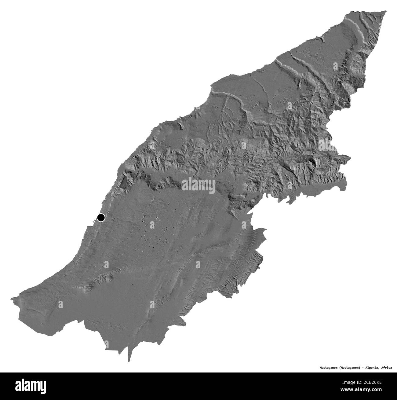 Shape of Mostaganem, province of Algeria, with its capital isolated on ...