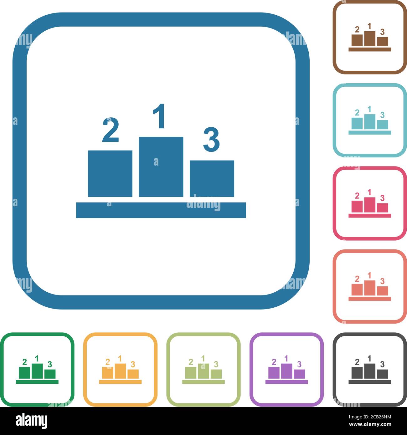 Winners podium with outside numbers simple icons in color rounded ...