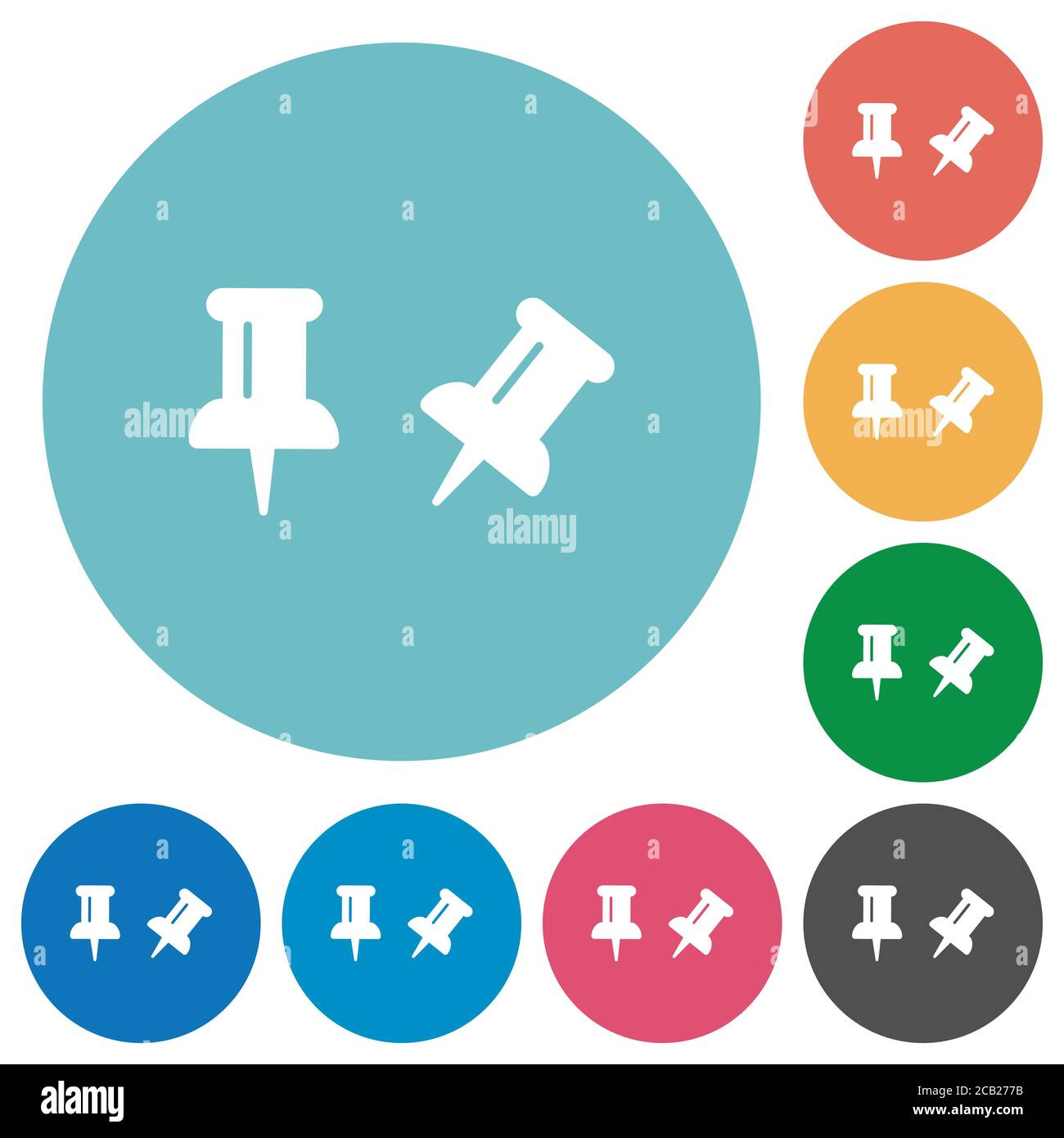 Toggle pin flat white icons on round color backgrounds Stock Vector ...