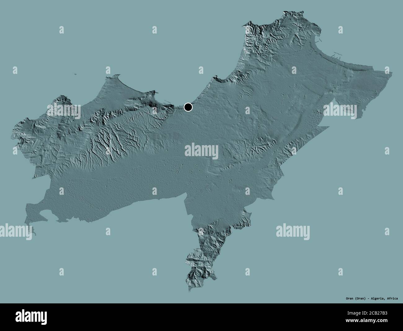 Shape of Oran, province of Algeria, with its capital isolated on a ...