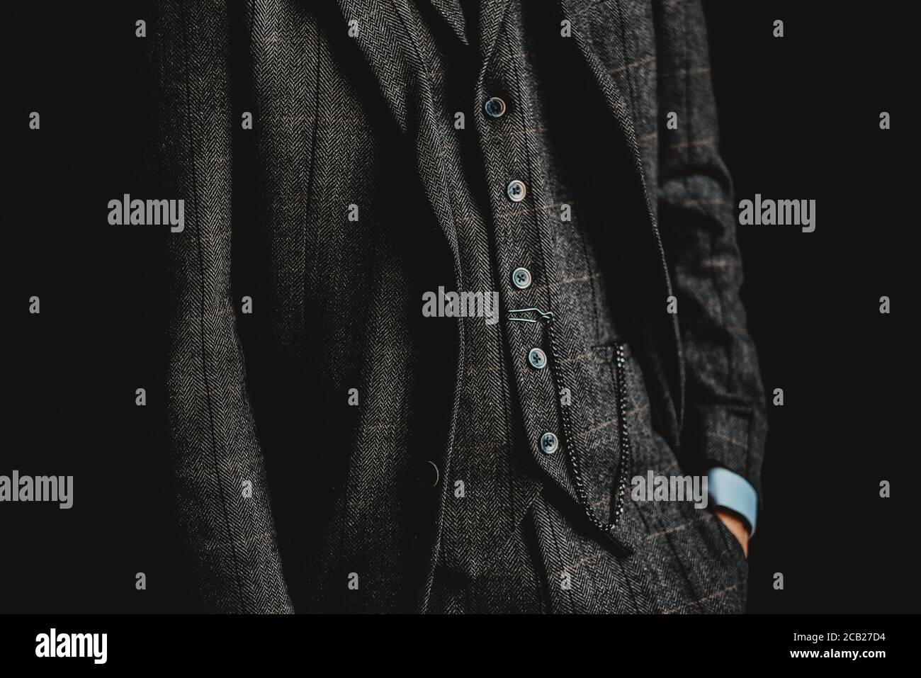 Closeup shot of male gray suit upper part Stock Photo - Alamy