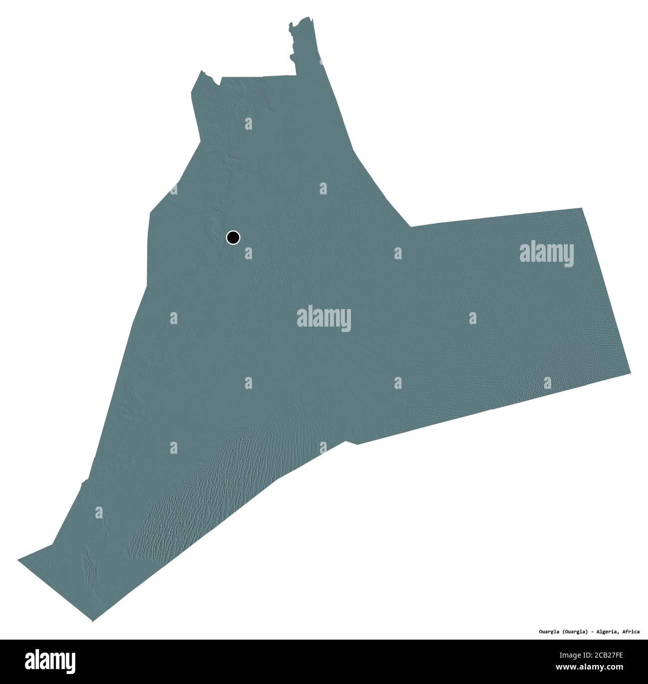 Shape of Ouargla, province of Algeria, with its capital isolated on ...