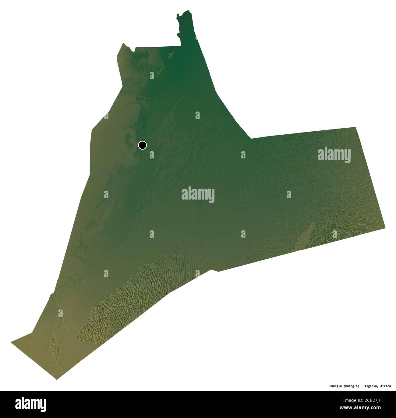 Shape of Ouargla, province of Algeria, with its capital isolated on ...