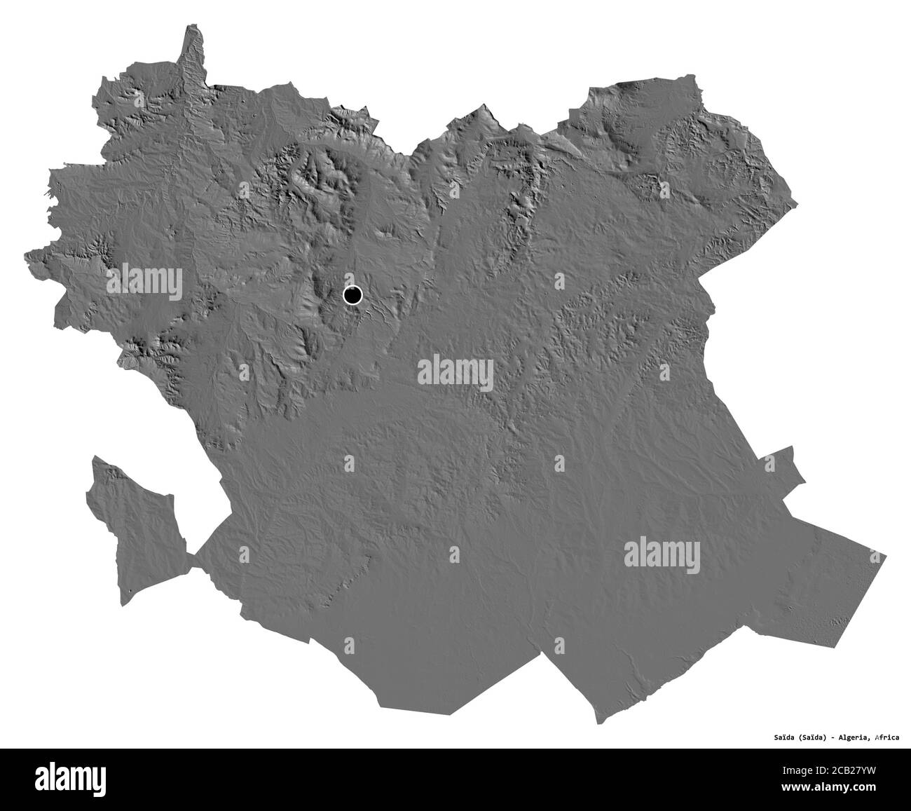 Shape of Saïda, province of Algeria, with its capital isolated on white ...