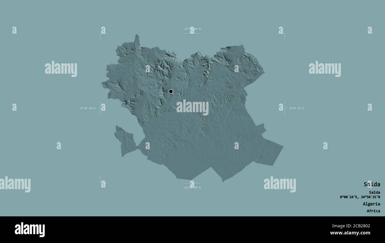 Area of Saïda, province of Algeria, isolated on a solid background in a ...