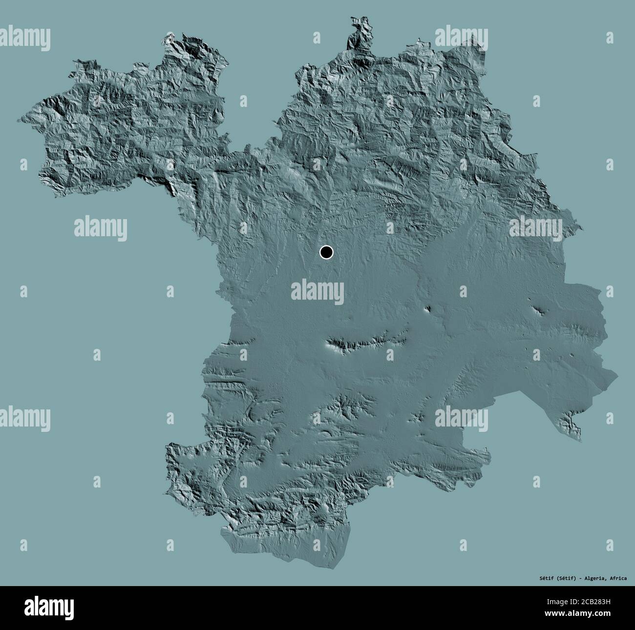Shape of Sétif, province of Algeria, with its capital isolated on a ...