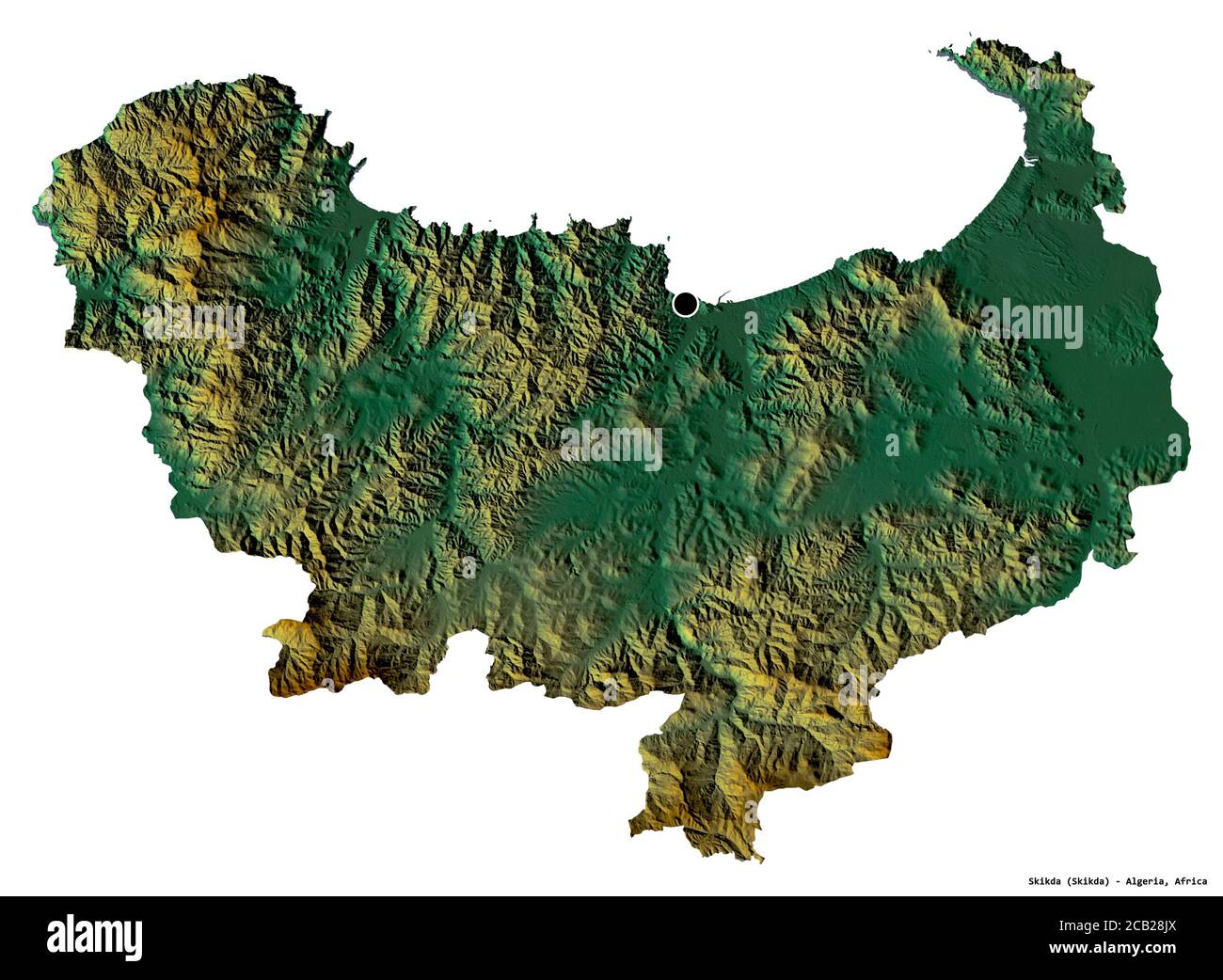 Shape of Skikda, province of Algeria, with its capital isolated on ...