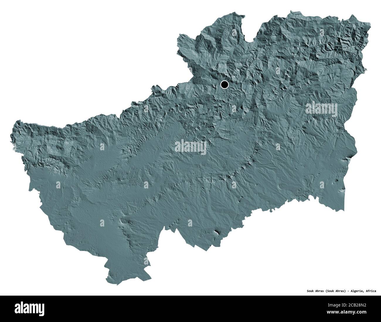 Shape of Souk Ahras, province of Algeria, with its capital isolated on ...