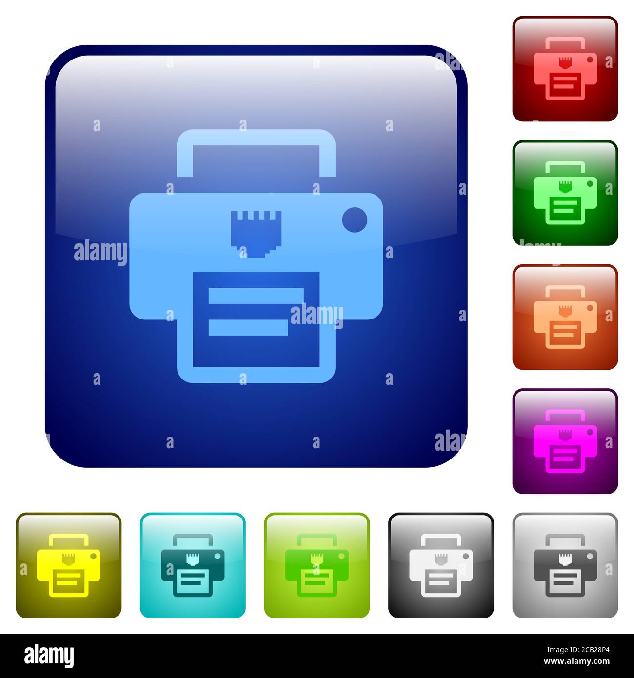 IP printer icons in rounded square color glossy button set Stock Vector ...