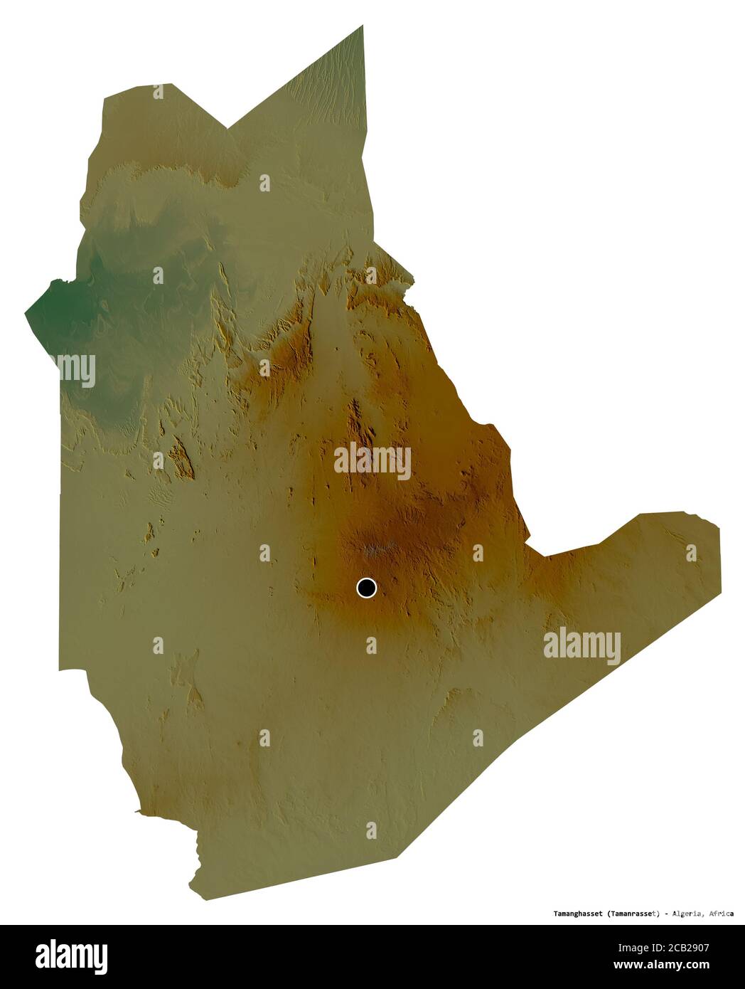 Shape of Tamanghasset, province of Algeria, with its capital isolated ...