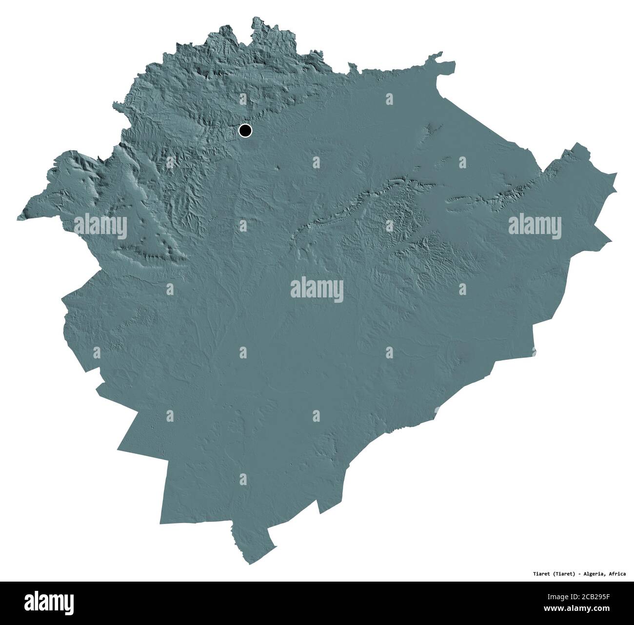 Shape of Tiaret, province of Algeria, with its capital isolated on ...